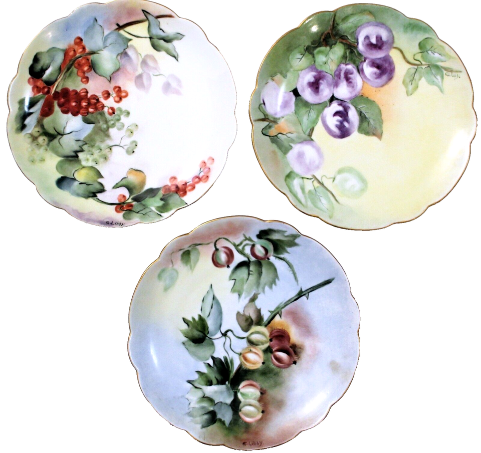 Vintage German Porcelain Wall Plates Hand Painted Signed Set 3 | eBay