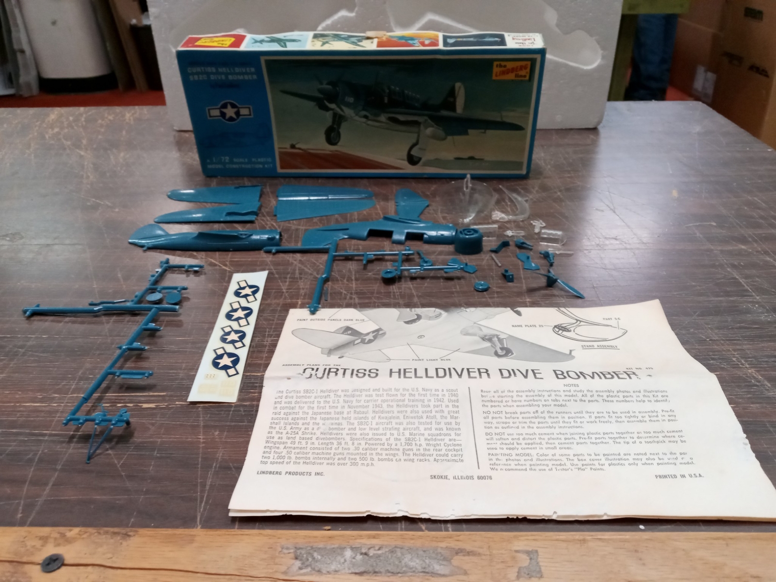 Vtg 1968 Lindberg Line Model Airplane Curtiss Helldiver SB2C Dive ...