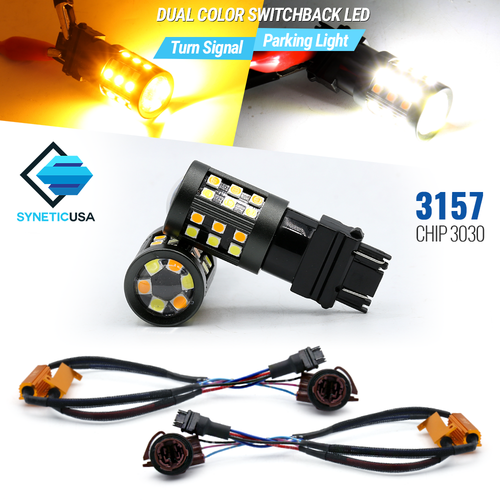 2x 3157/4114K Switchback White/Amber 36-LED Error-Free Turn Signal ...