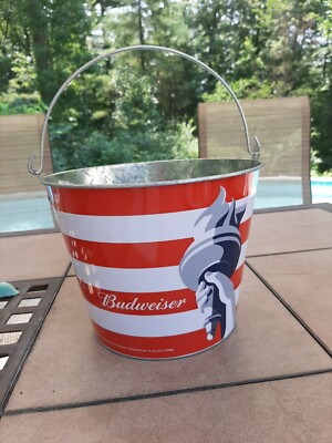 Budweiser, Bud Light, Americana Beer Bucket Metal Ice Bucket( Lot Of 2 ...