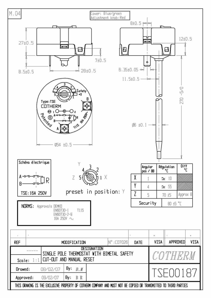 Water Heater Immersion Thermostat Alt to: Santon Premier Plus 95612026 ...