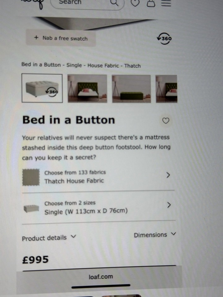 Loaf Bed in a Button Footstool Pull-Out Sofa Bed | eBay UK