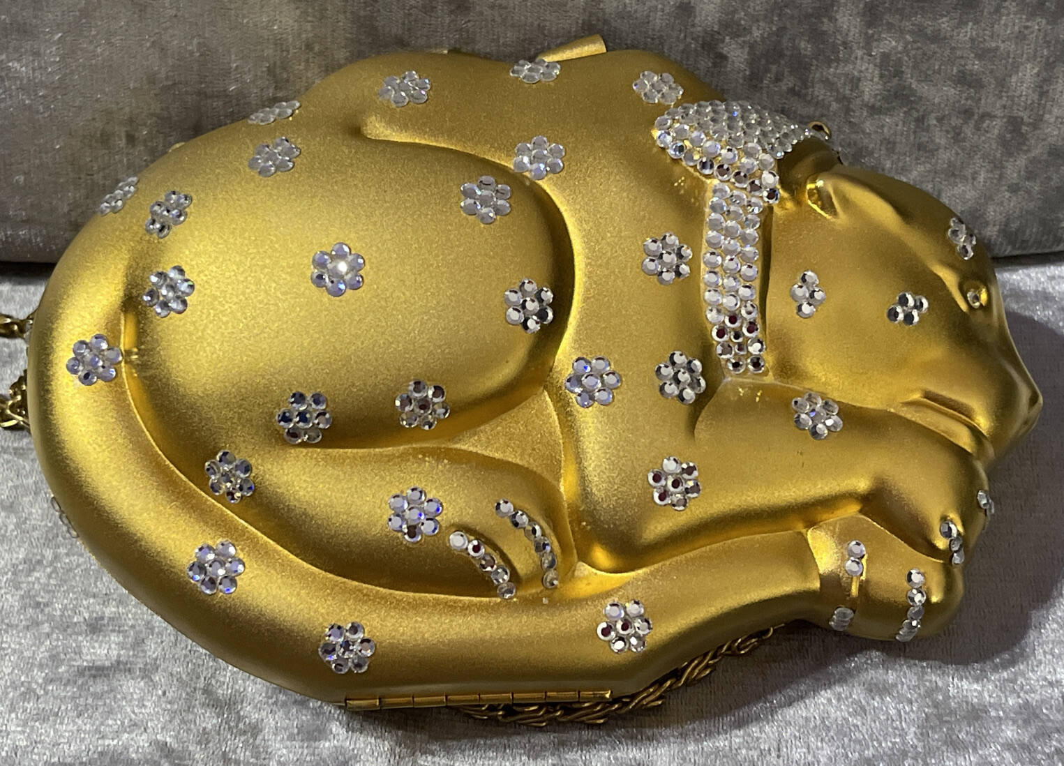 Vintage Bullocks? Gold Metal & Crystal Cat Cocktail P… - Gem