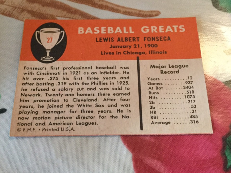 1961 Fleer Lew Fonseca Autographed Baseball Card White Sox (d.1989) | eBay