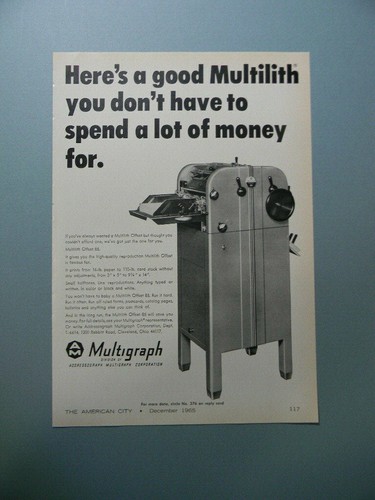 1965 MULTIGRAPH ADDRESSOGRAPH MULTILITH OFFSET 85 SALES ART AD | eBay