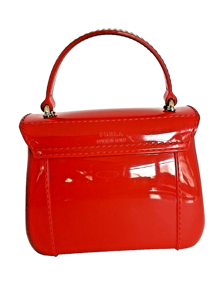 Furla Candy Metropolis Mini – Red PVC Bag w/ Fun Detachable Pins – HTF ...