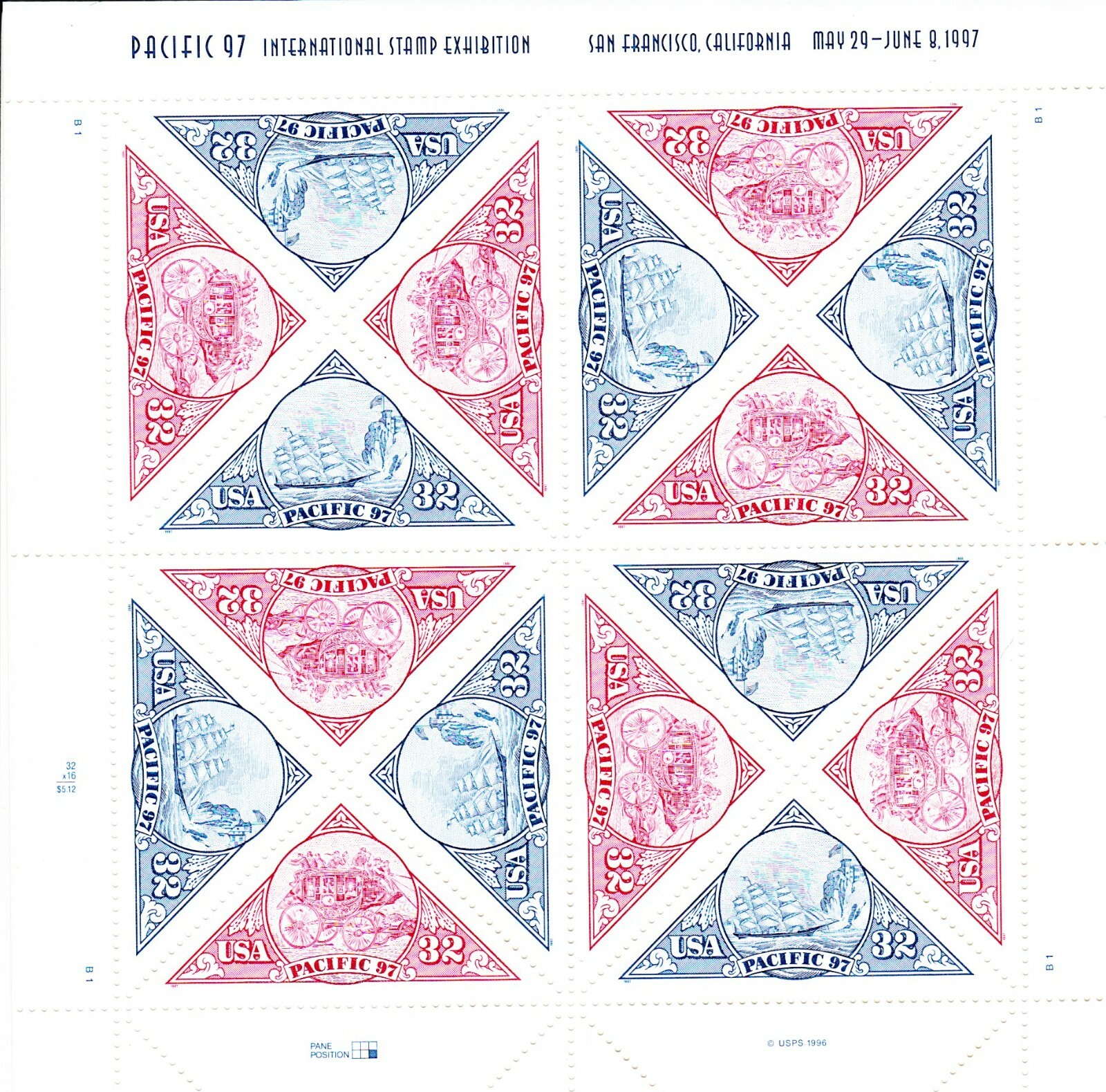 Pacific 97 Triangle 32 Cents Stamps 3130-31 MNH Sheet | eBay