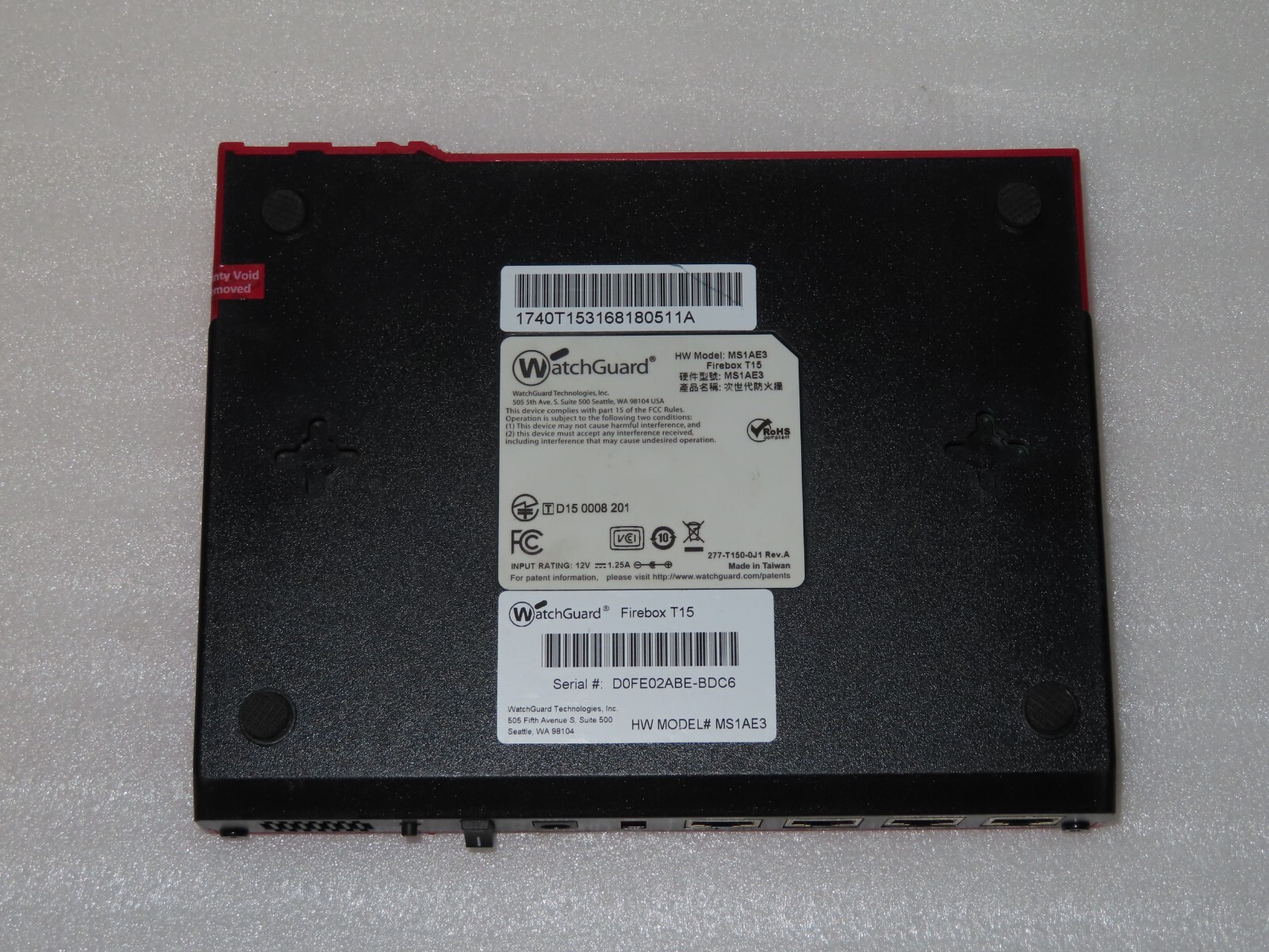 WatchGuard Firebox T15 3-Port Gigabit Firewall Switch MS1AE3 for sale ...