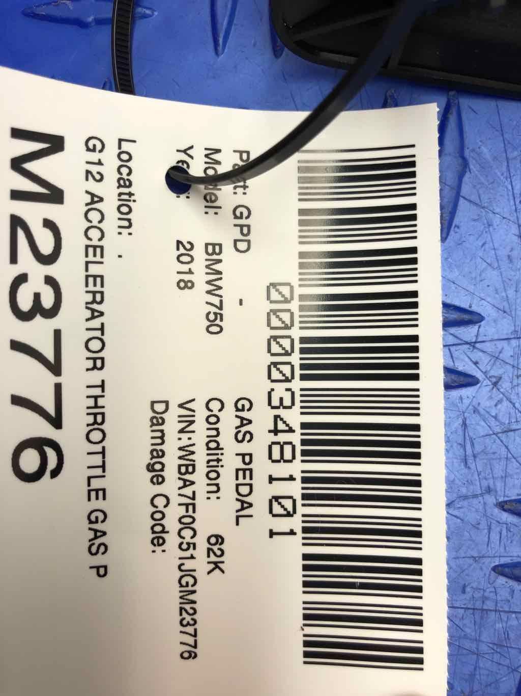 2018 BMW 750 G12 ACCELERATOR THROTTLE GAS PEDAL TRAVEL SENSOR ...