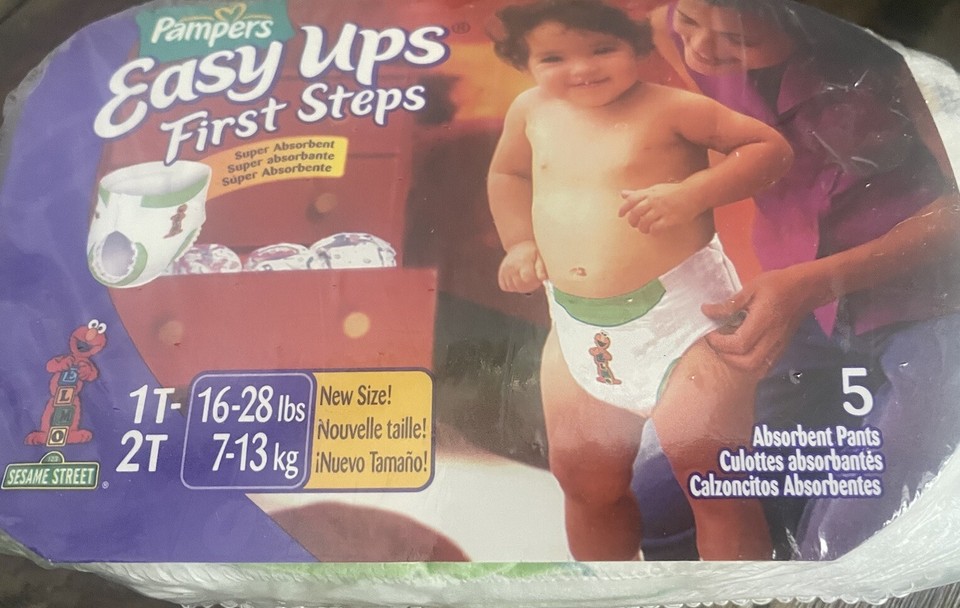 NEW/SEALED Vintage 2002 Pampers Easy Ups Sesame Street Bernie Elmo 1T ...