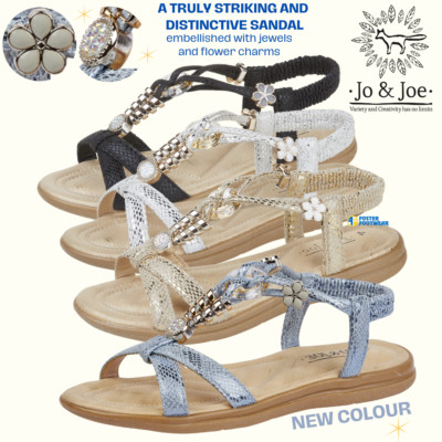 Jo & Joe Ladies Open Toe Elastic Slingback Slip On Strappy T-bar Flat ...