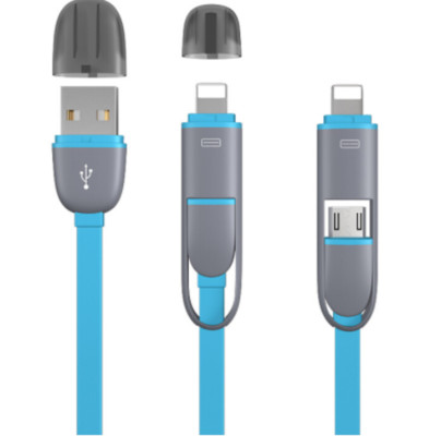 2 PC OF 3 FT Exchangeable Head Multi Cable for Phone & Android/ Micro ...