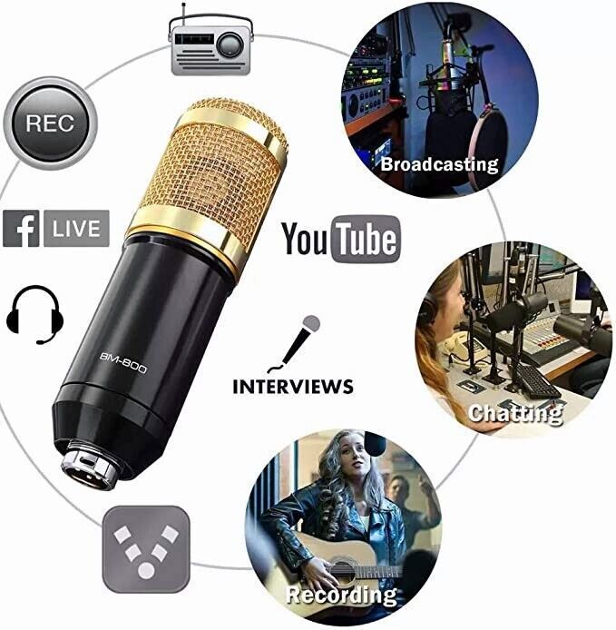 Condenser Microphone BM800 Podcast Music Mixer Equipment Home Studio ...