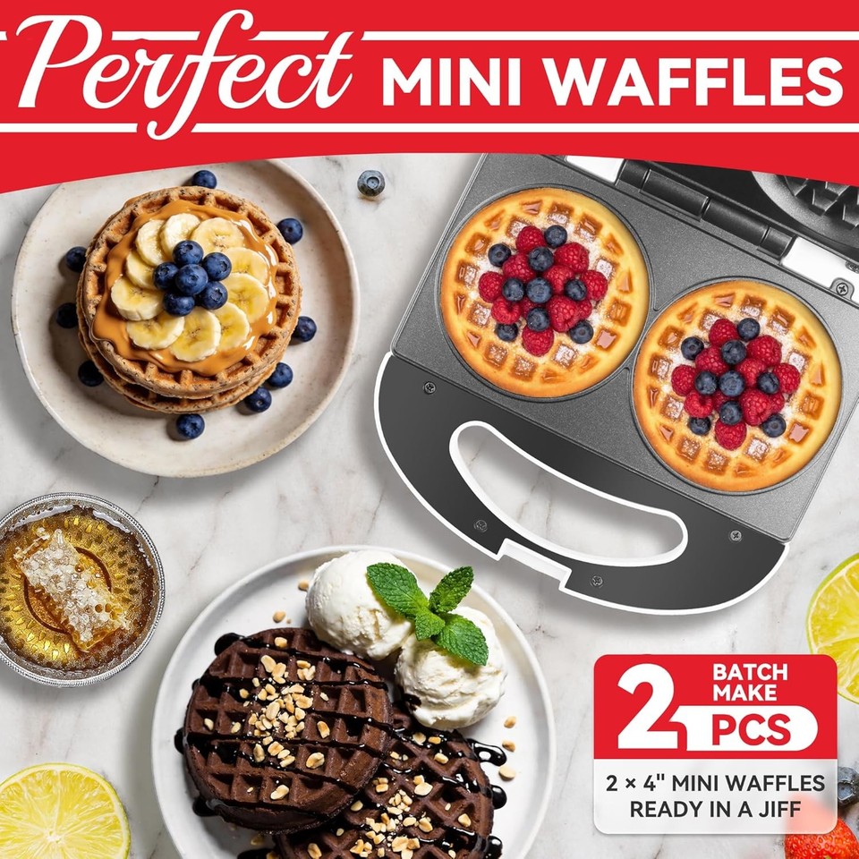 Double Mini Waffle Maker Machine, Chaffle Maker, Waflera Electrica ...