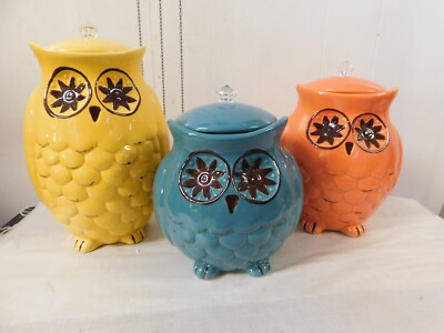 Pier 1 Starry Night Owl 6 pc Canister Set | eBay