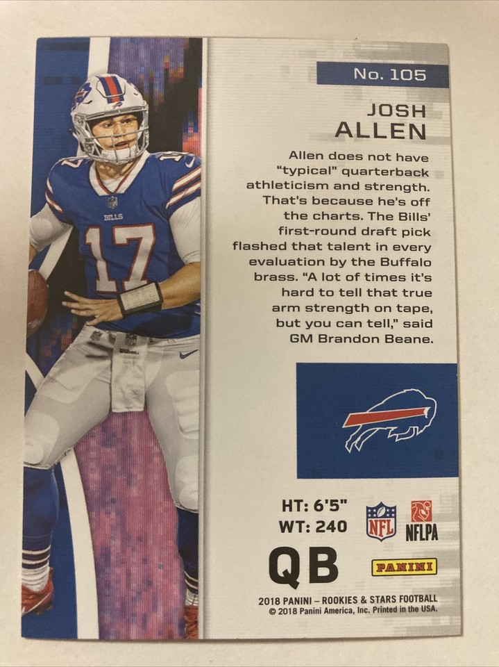 Josh Allen 2018 Rookies & Stars Rookie Card #105 (3925) | eBay