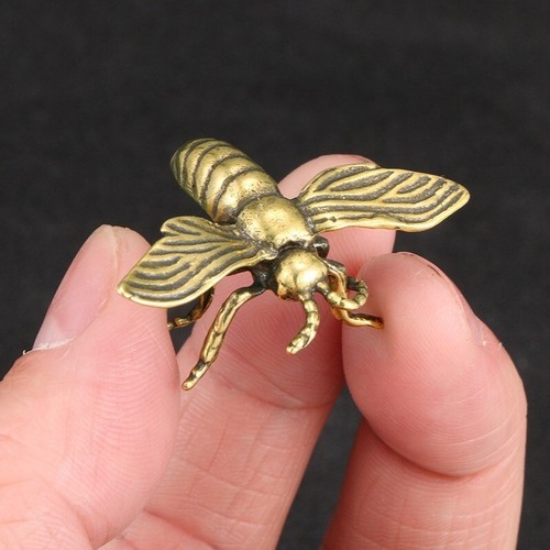 Pure Brass Honey Bee Figurine Tea Pet Ornament Miniature Beetle Insect ...
