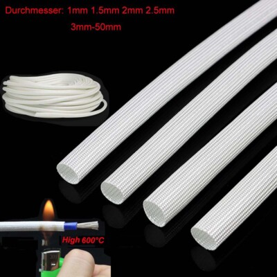 weiß 600°C High Temp Fiberglas Sleeving Wire Cable Isolation Tube Φ 1mm ...
