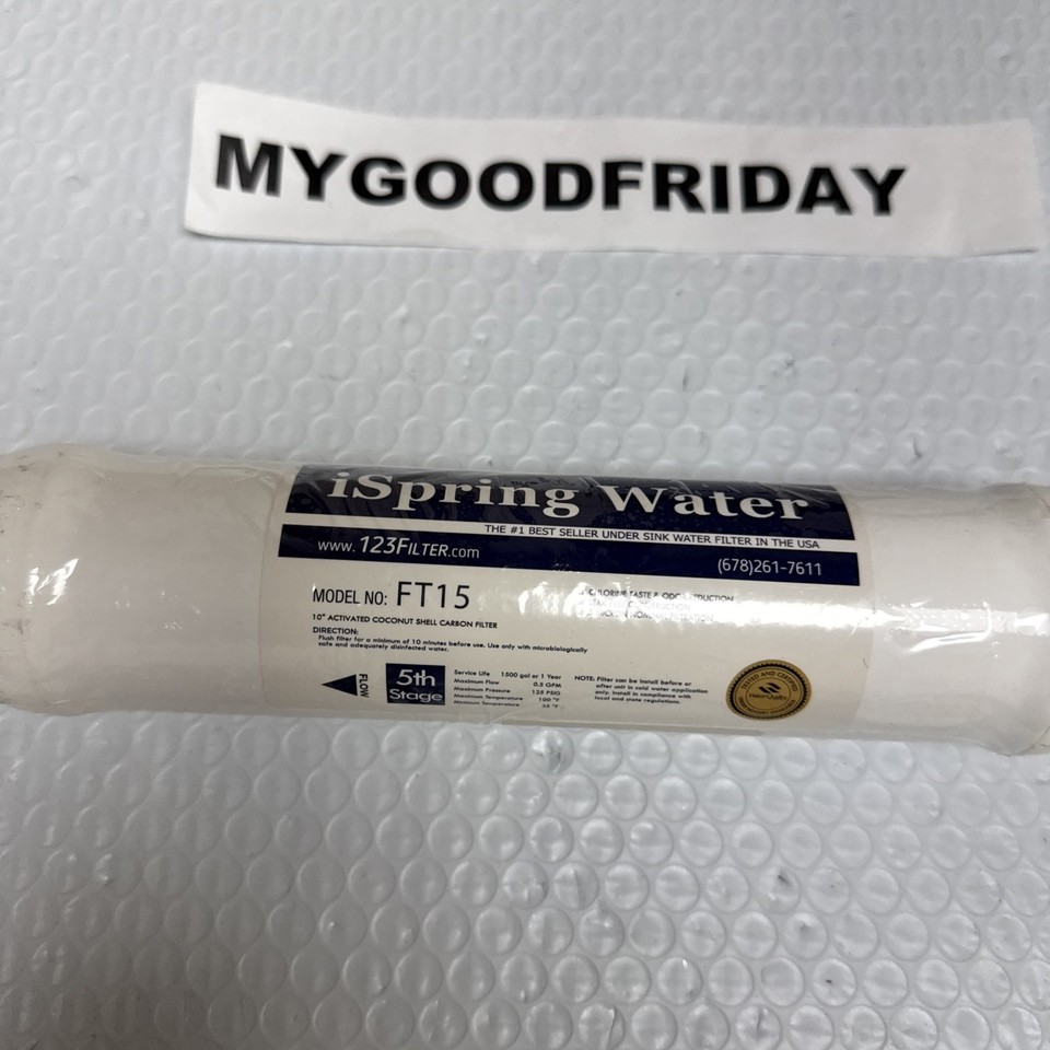 iSpring Inline Post Carbon Water Filter Replacement Cartridge 1/4" FT15 ...