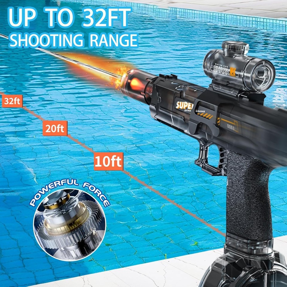 Water Gun with 2 Battery 320ml Capacity, LightUp Feature, Summer ...