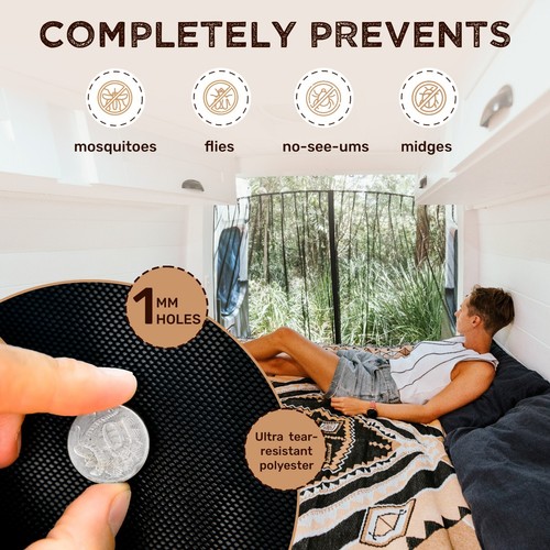 Magnetic Fly Screen for Standard Roof Camper Van Bug Mesh Mosquito Net ...