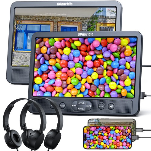 2 X 10.5" Dual Screen Car Headrest Monitor DVD Player AV IN USB HDMI SD ...