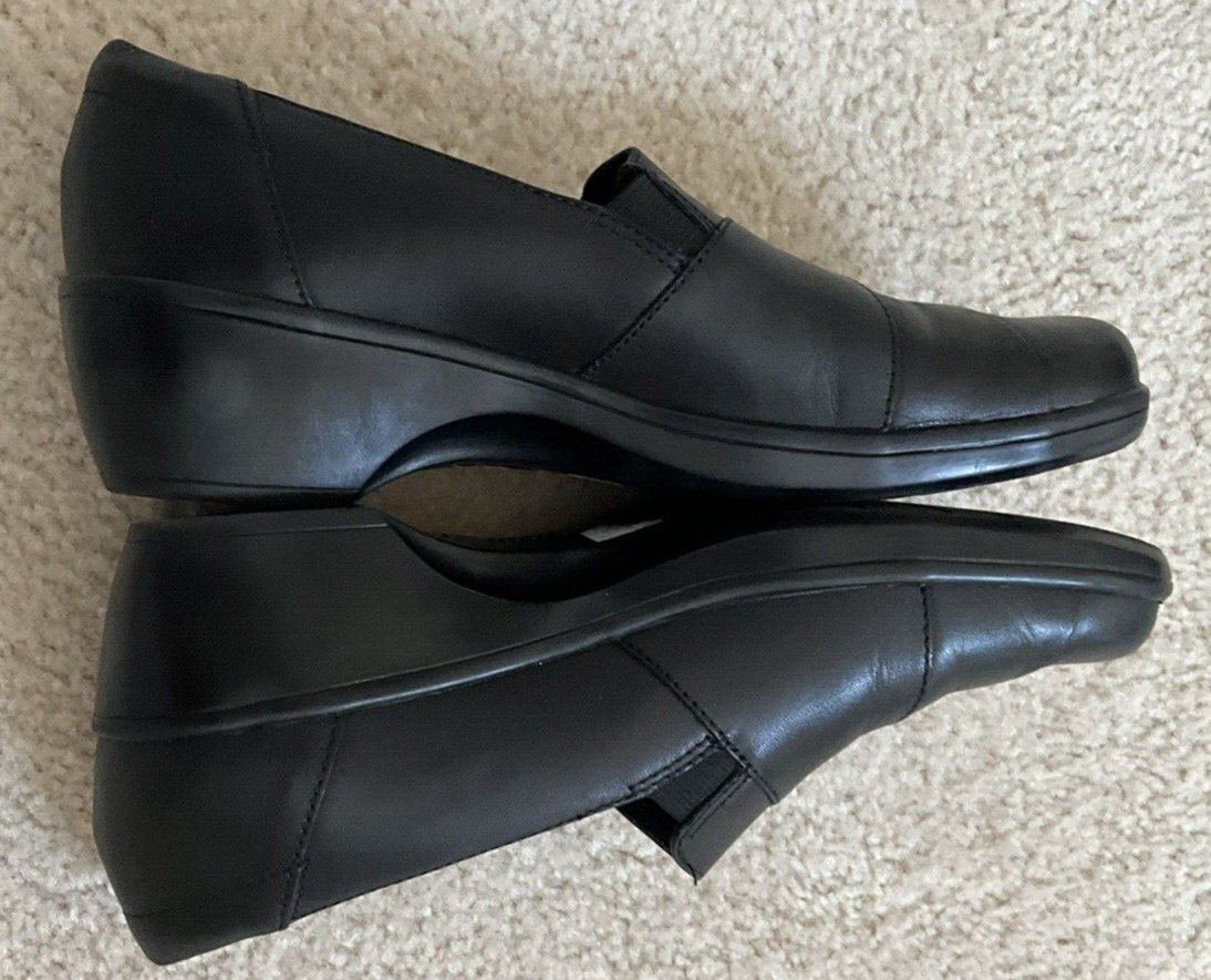Clarks Collection Women's Black Leather Wedge Loafer 22545 Size 9 ...