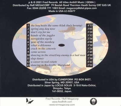 FRED FRITH - GRAVITY NEW CD 752725020329| eBay