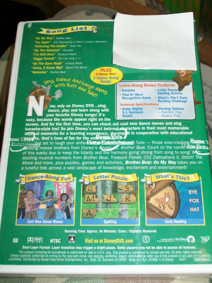 Disney Sing Along Songs DVD Hercules Goofy Movie Pan Brother Bear NEW ...