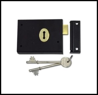 4" x 3" Black Rim Deadlock & 2 Keys Double Handed Door Gate Shed Lock ...
