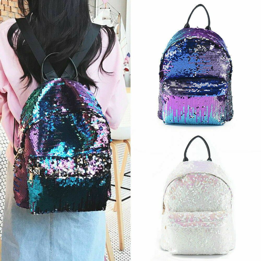 Shiny Sequins School Travel Backpack Glitter Shoulder Handbag Rucksack ...
