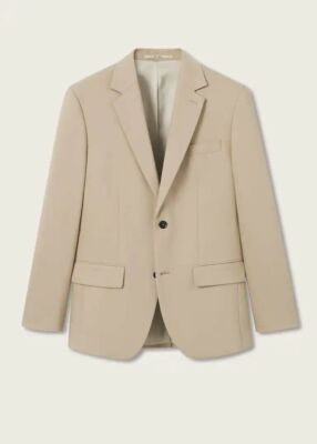 Mango Mens Jacket Size 36 Beige Cotton Slim Fit Blazer BNWT RRP £119.99 ...