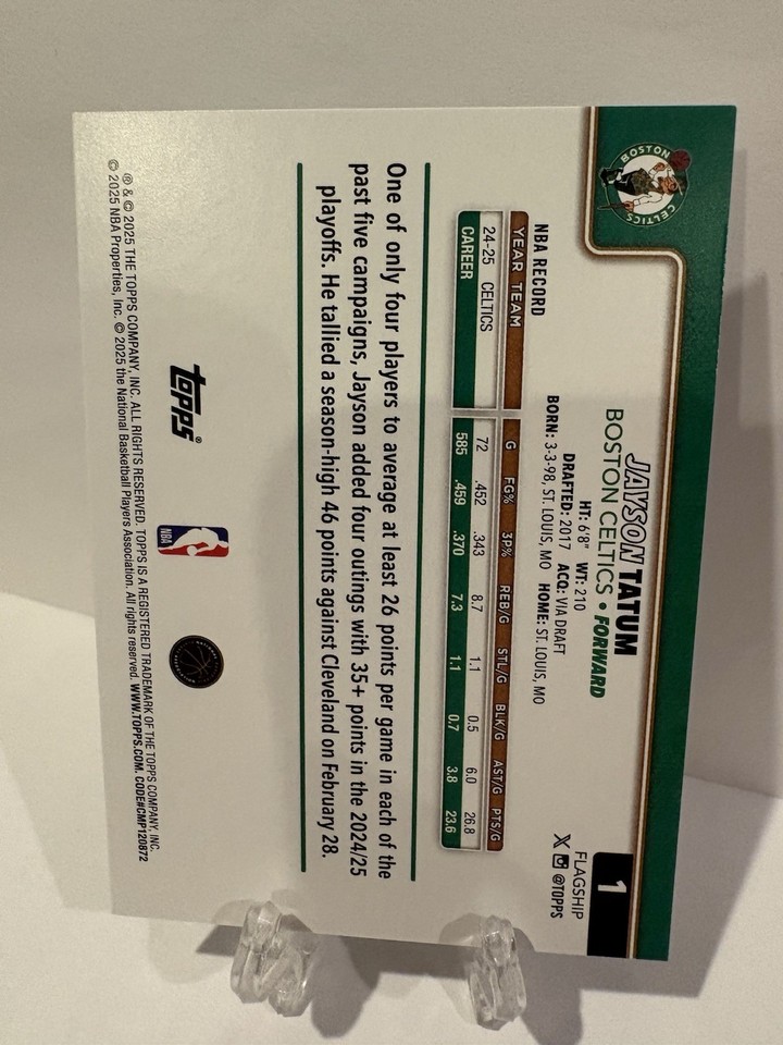 2025 Topps Jayson Tatum Silver Foil #1 Celtics | eBay