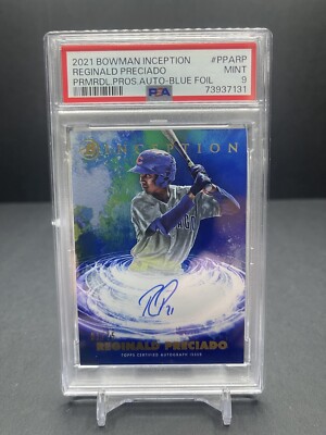 2021 Bowman Inception Reginald Preciado Premordial Blue Foil Auto 1/75 ...