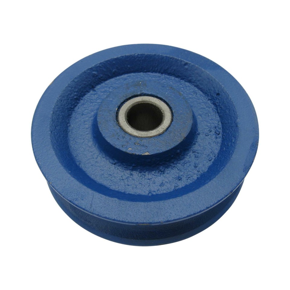 Blue Painted 175MM Cast Iron Sheave With Bush - 19MM Wire Rope Spare ...