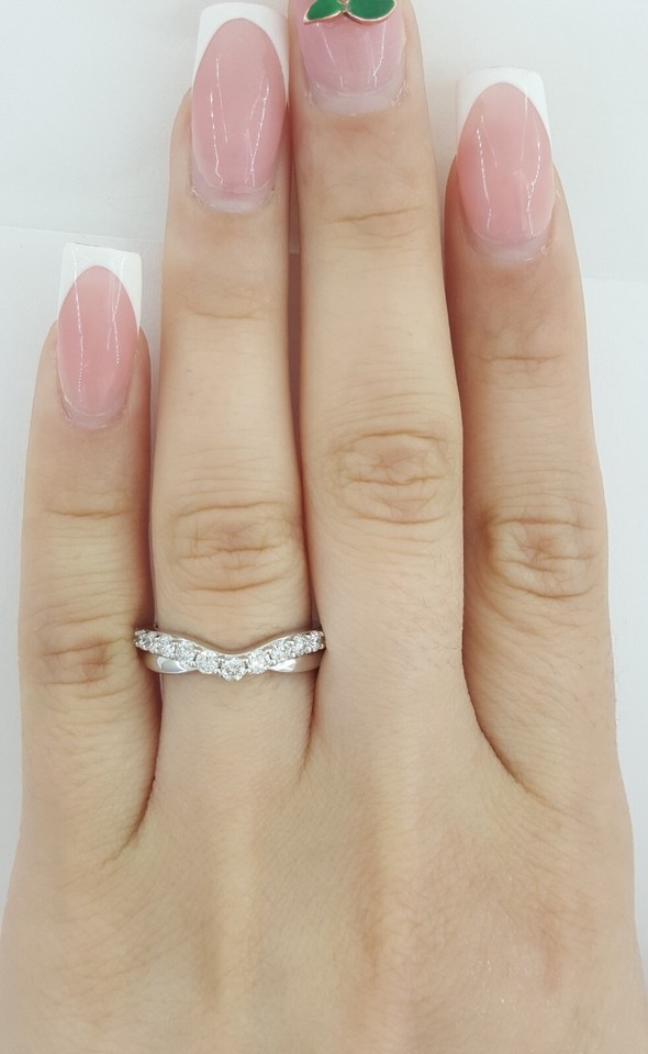Half Circle Round Diamond Curve Wedding Band Ring 0.5 ct 14k White Gold ...