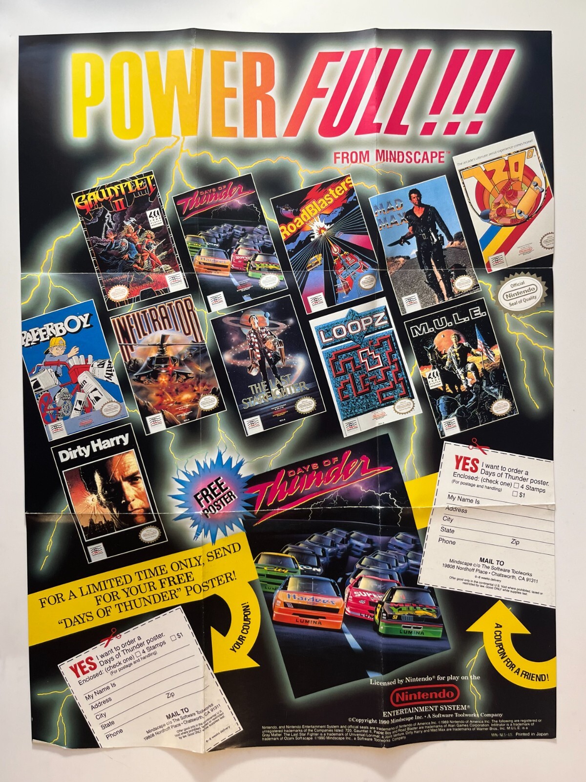 Power Full!!! From Mindscape 1990 Nintendo NES Poster MIN-NES-US FREE ...