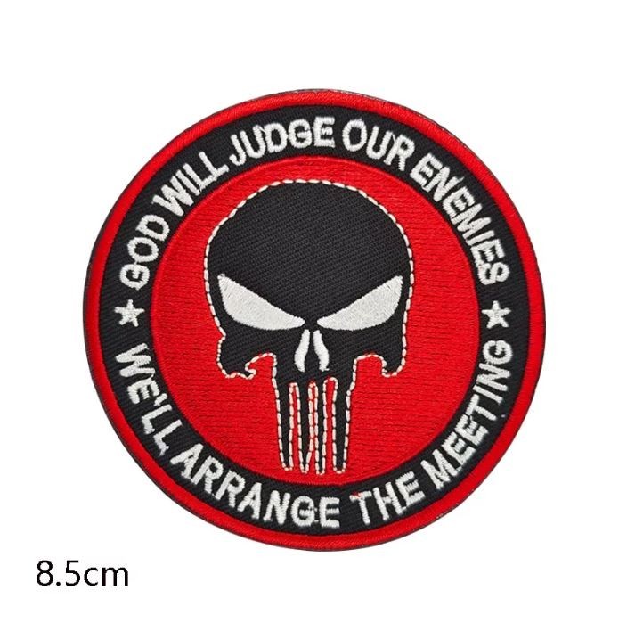 Punisher Skull Round Tactical Morale Patch 3" Embroidered Hook Loop ...