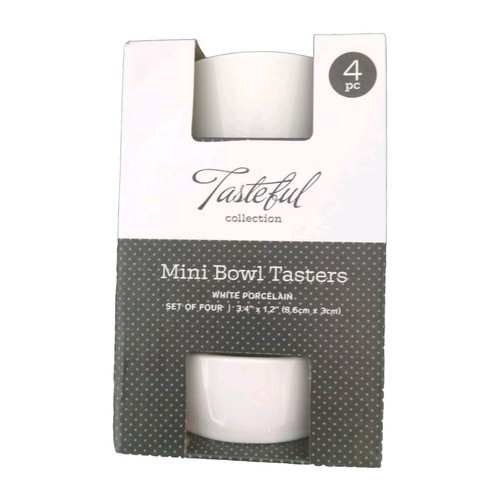 Mini Bowl Tasters 4 Pc Set White Porcelain Tasteful Collection 3.4 × 1. ...