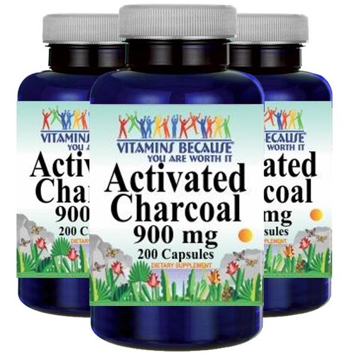 Charbon Actif Haute Puissance 900mg 3X200 Caps Par Vitamins Because | eBay