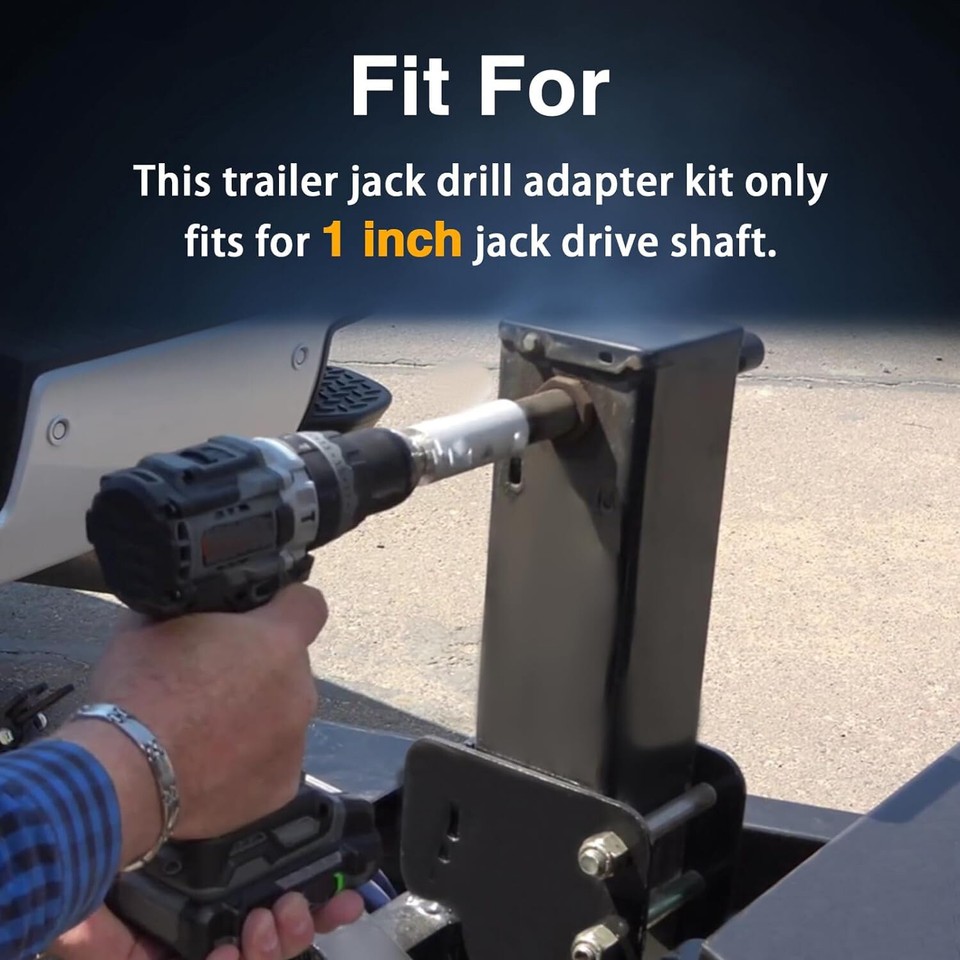 Trailer Jack Drill Adapter w/1/2 in Socket Bit for 1 Inch Jack Drive ...