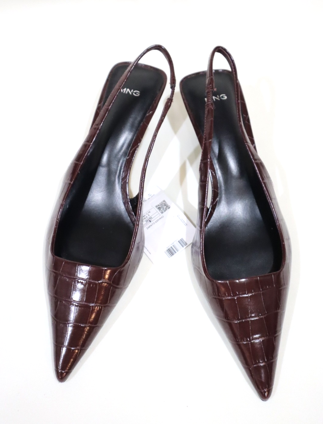 MANGO MNG Women's Vino Croc Effect Slingback Court Shoes size 41 US 9.5 ...