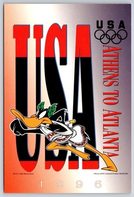 Daffy Duck Torch Bearer Athens to Atlanta 1996 Summer Olympics Postcard ...
