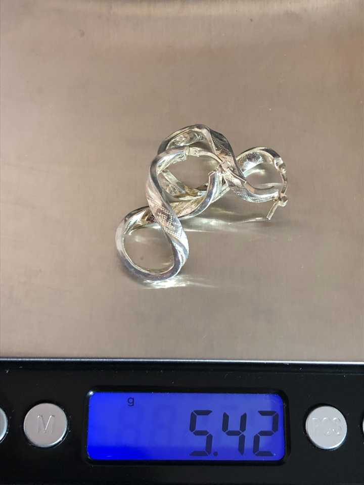 Sterling Silver Hoop Earrings Twist Greek Key 925 Dyadema Italy 1.2" 5g 7568 | eBay