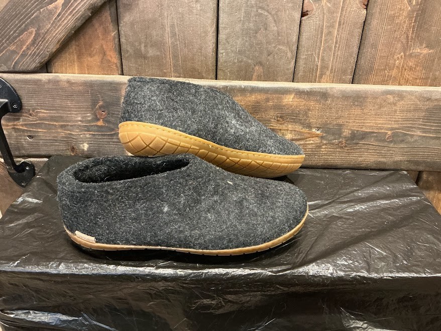Glerups Shoe Black Wool Slipper With Honey Rubber Bottom - EU Size 41 ...