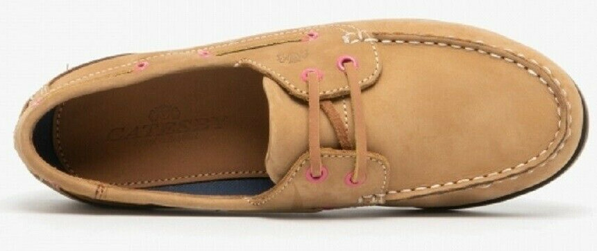 Ladies Catesby Boat Shoes Leather Lace Up Loafers Deck Yachting Casual ...