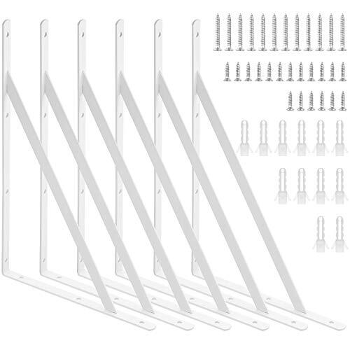 6 Pack 16 Inch Heavy Duty Shelf Brackets Wall Mount Right Angle Metal ...
