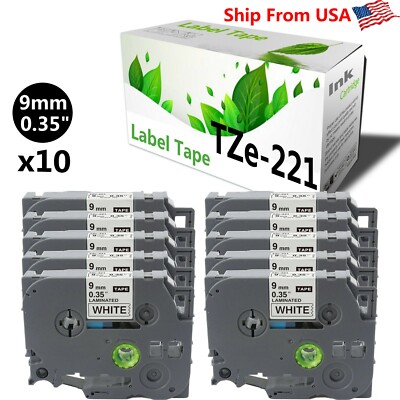 10 PK TZe211 TZe-221 Label Tapee Used for P-touch PTD450 PTD400(Black ...
