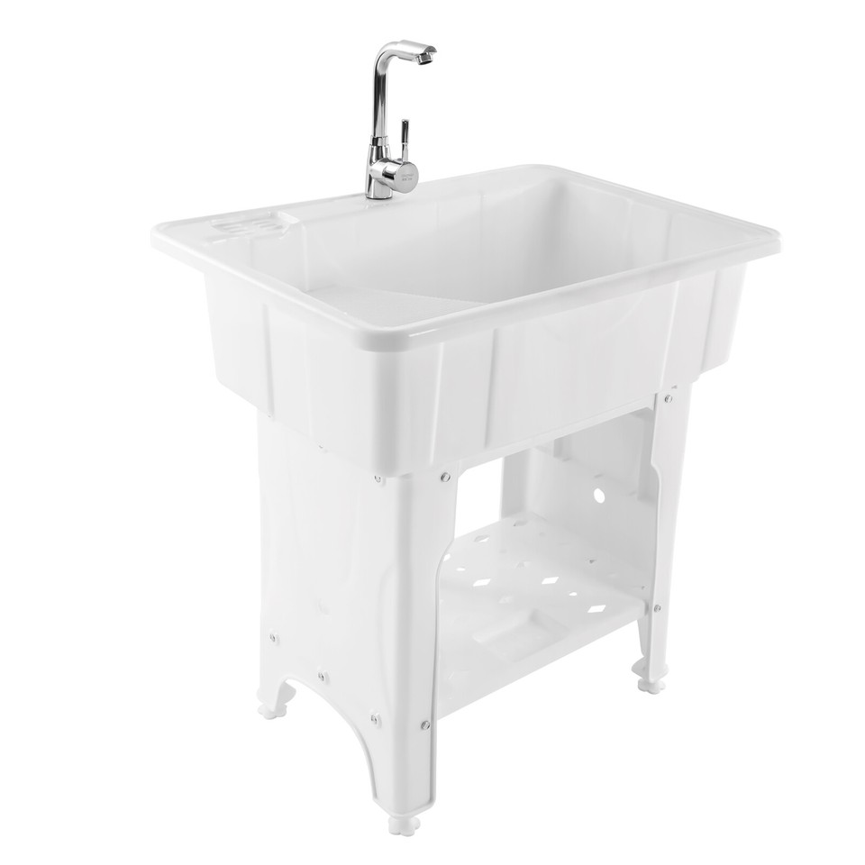 White Utility Sink Laundry Tub For Washing Room, Basement,Garage Wash ...