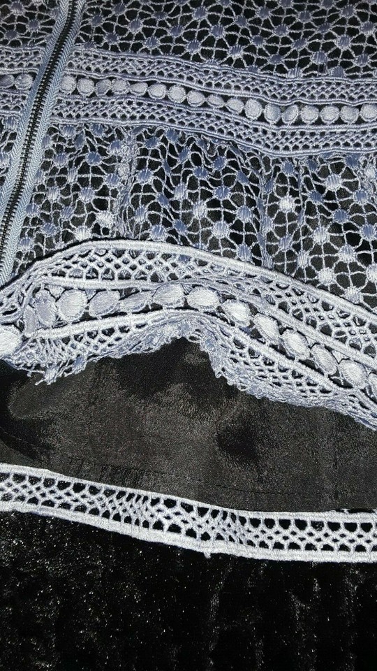 INA I:na (Sz. Small) Ruffle and Eyelet Lace Slate Blue lined in Black ...